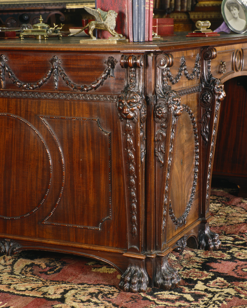 Detail of massive library table by Chippendale c1766 in the Library at ...